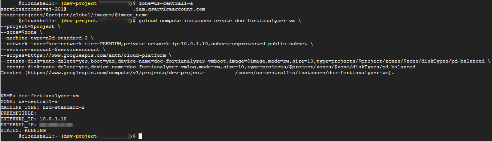 Deploying A Fortianalyzer Vm Instance Fortianalyzer Public Cloud 7 4 0 Fortinet Document Library